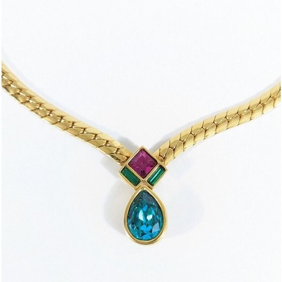 Swarovski | Jewelry | Swarovski Teal Tear Drop Pink And Green Crystals ...
